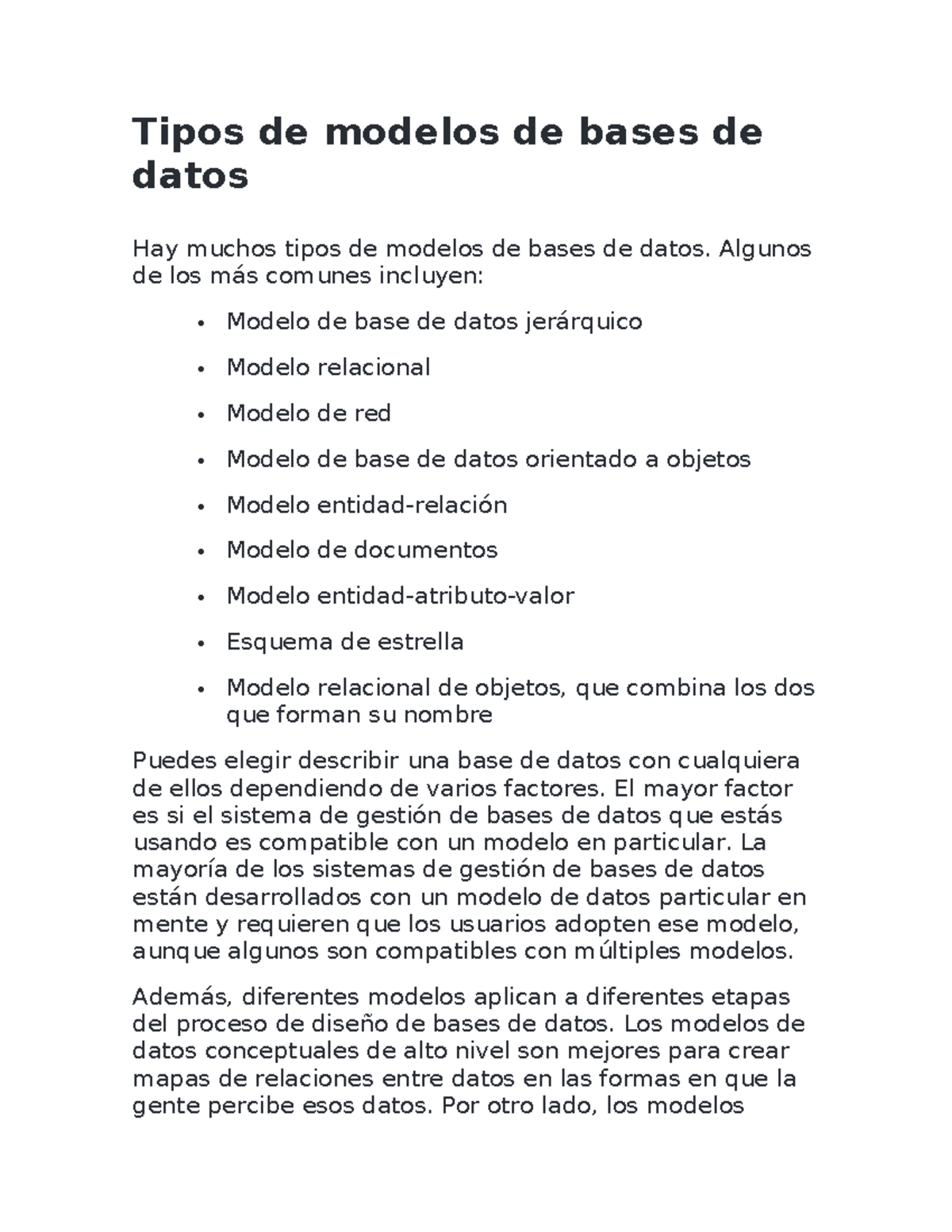 Mode De Bases De Datos Tipos De Modelos De Bases De Datos Hay Muchos 1338