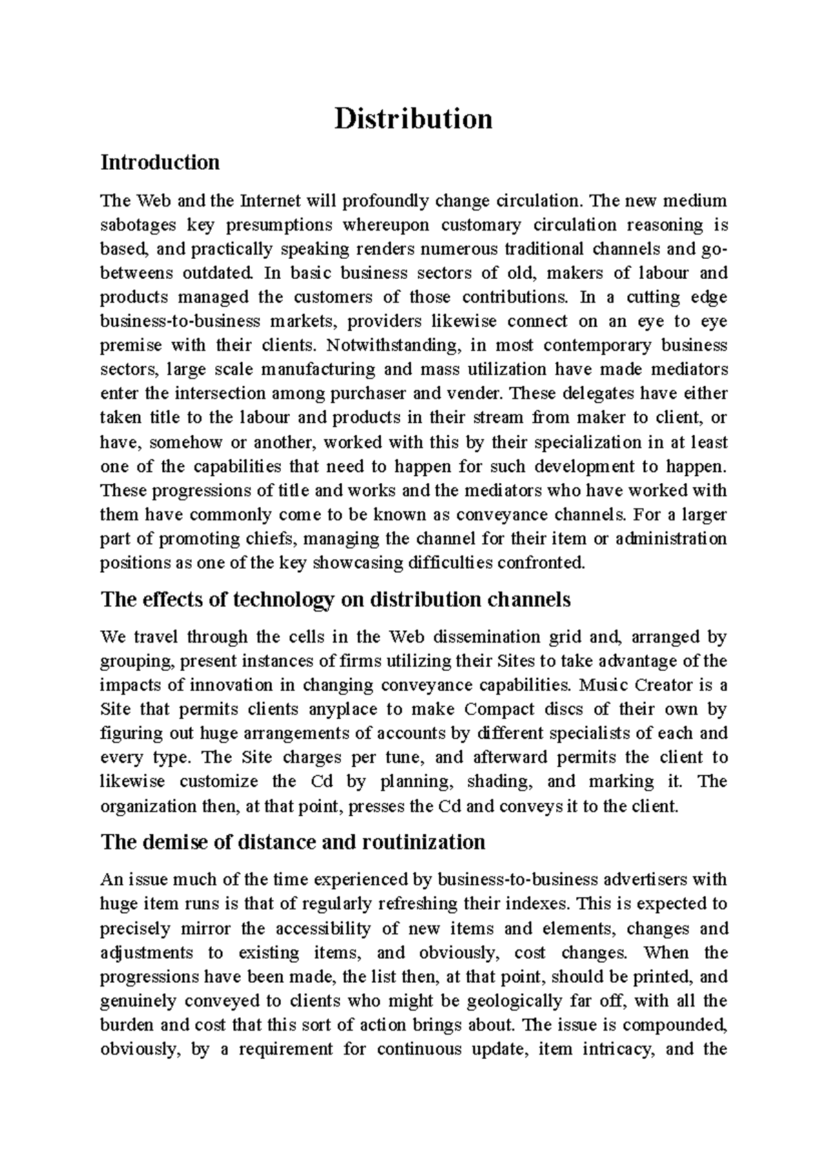 Distribution - The Web and the Internet will profoundly change ...