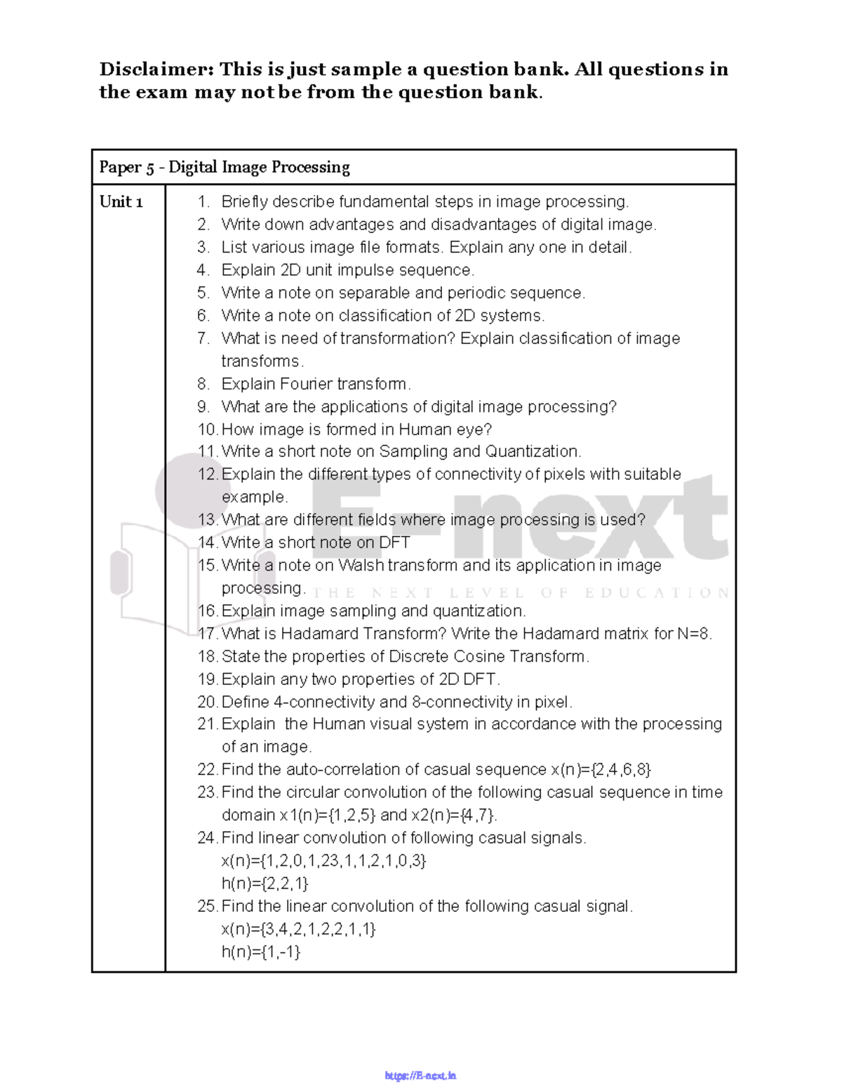 DIP QB - Sample Question - the exam may not be from the question bank ...