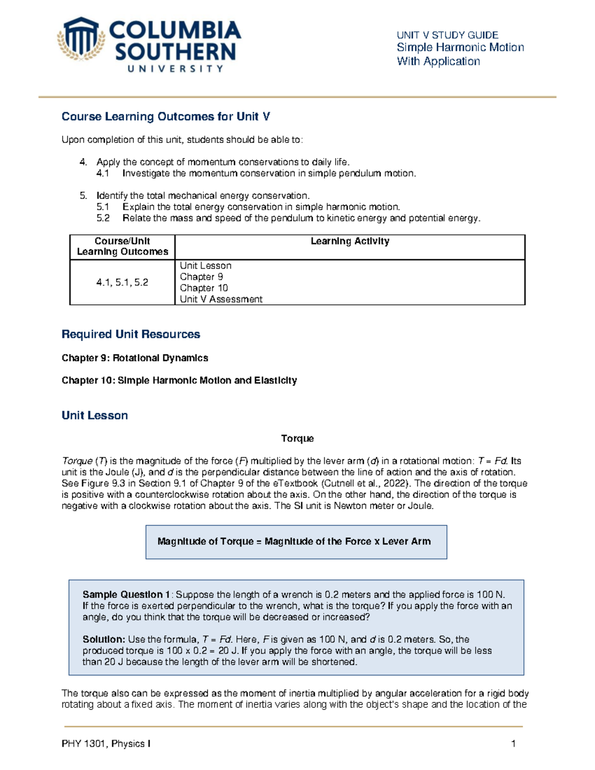 Unit V - Nots for unit 5 - Course Learning Outcomes for Unit V Upon completion of this unit ...