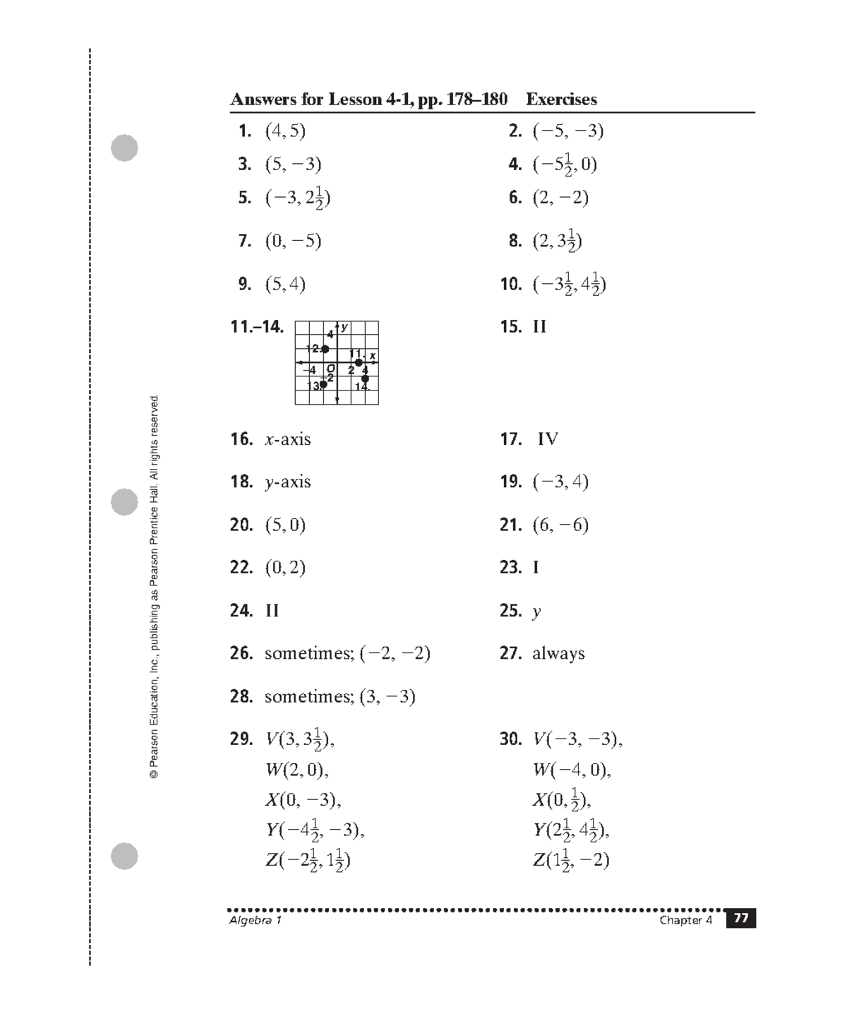 Alg 1A - Chapter 4 Textbook Answers - Answers for Lesson 4-1, pp. 178 ...