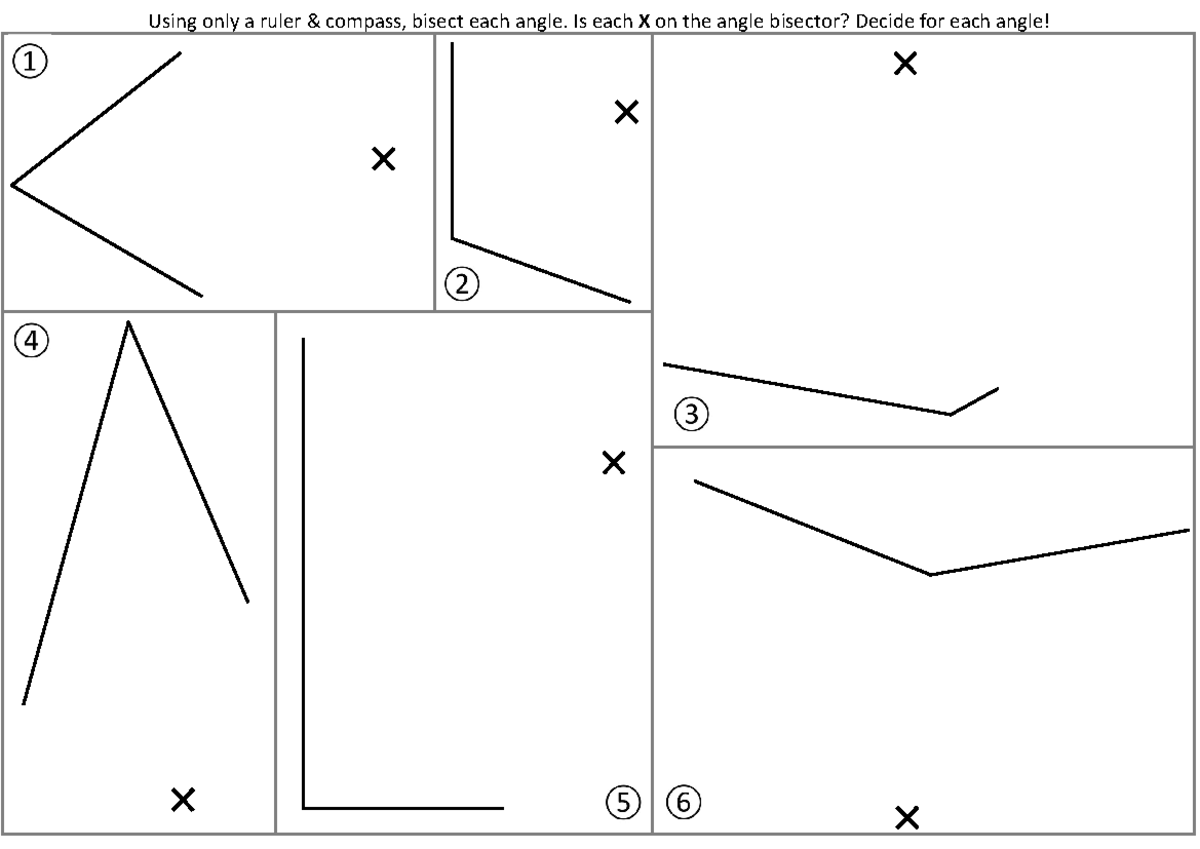 constructing angle bisectors worksheet - Using only a ruler & compass ...
