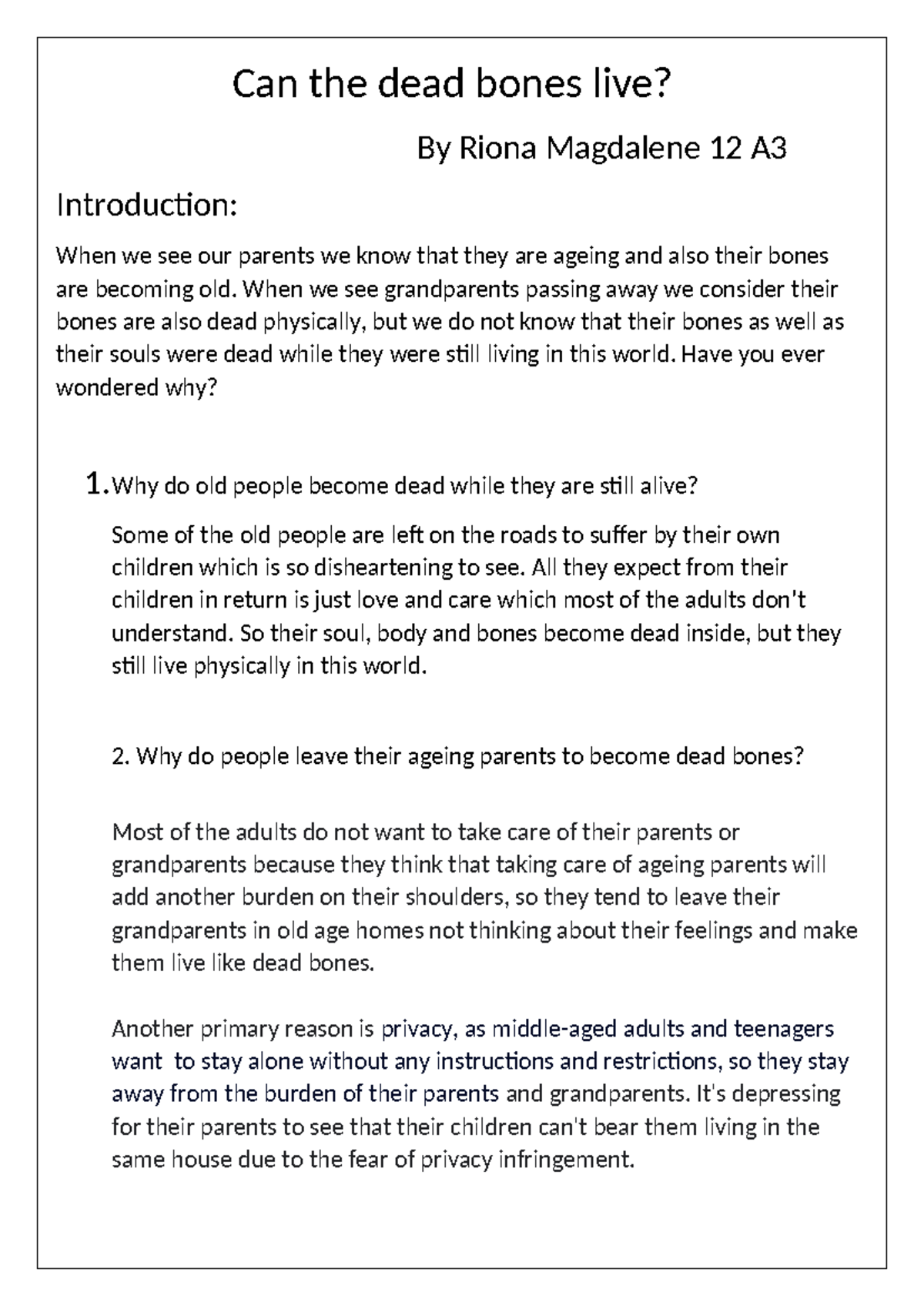 Can the dead bones live - This document consists of a pertinent topic ...