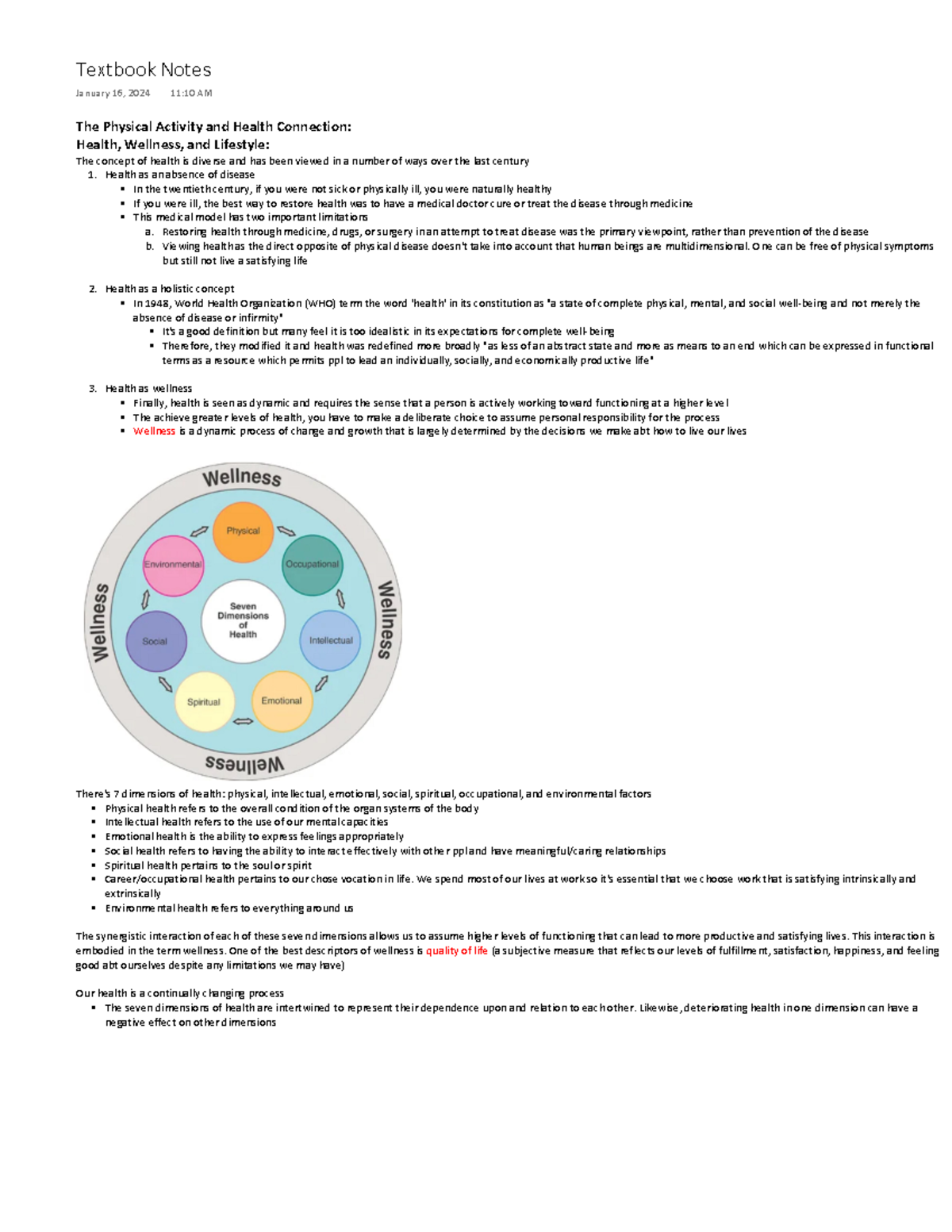 Kin 2000 Week 1 - Week 1 textbook notes - The Physical Activity and ...