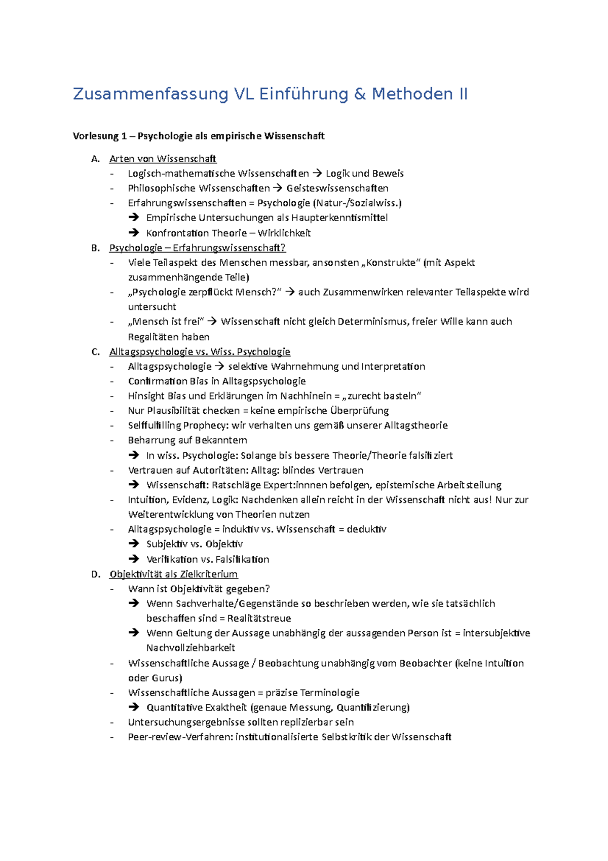 Zusammenfassung VL Einführung und Methoden - Zusammenfassung VL ...