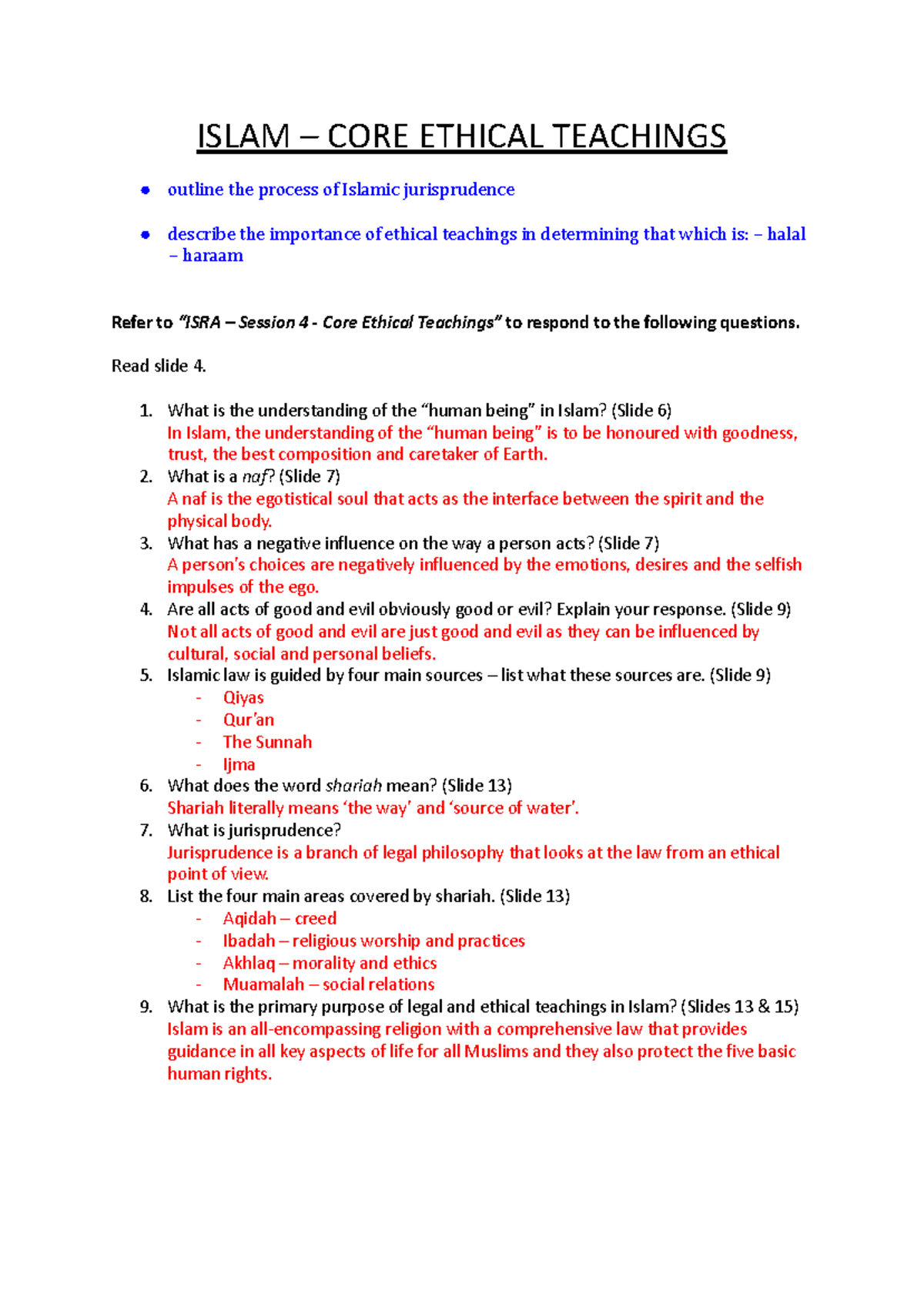 Core Ethical Teachings of Islam - ISLAM – CORE ETHICAL TEACHINGS ...