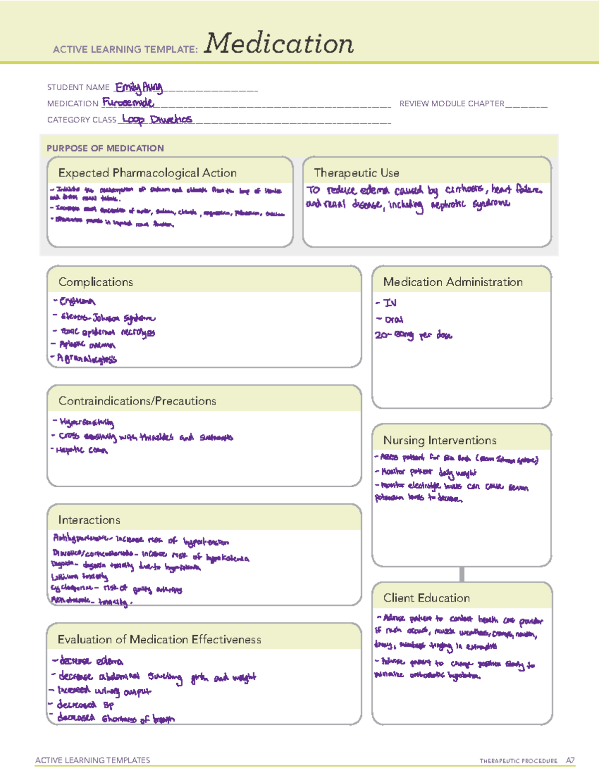 Active Learning Template medication (week 6) - STUDENT NAME