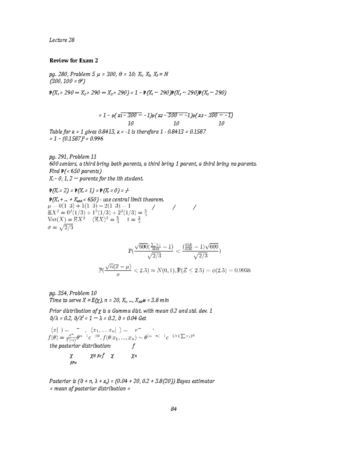 Review for Exam 2 - Lecture 28 Review for Exam 2 pg. 280, Problem 5 μ ...
