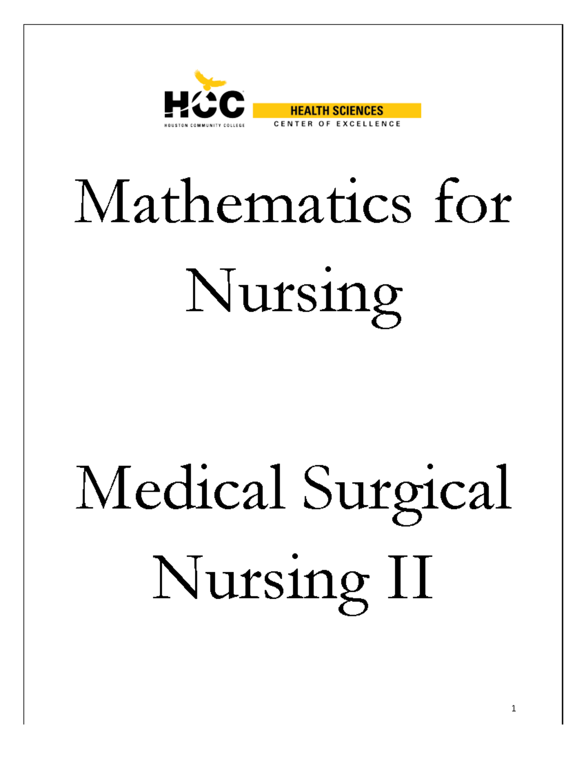 1341 Mathematics for Nursing-1-1 - Mathematics for Nursing Medical ...