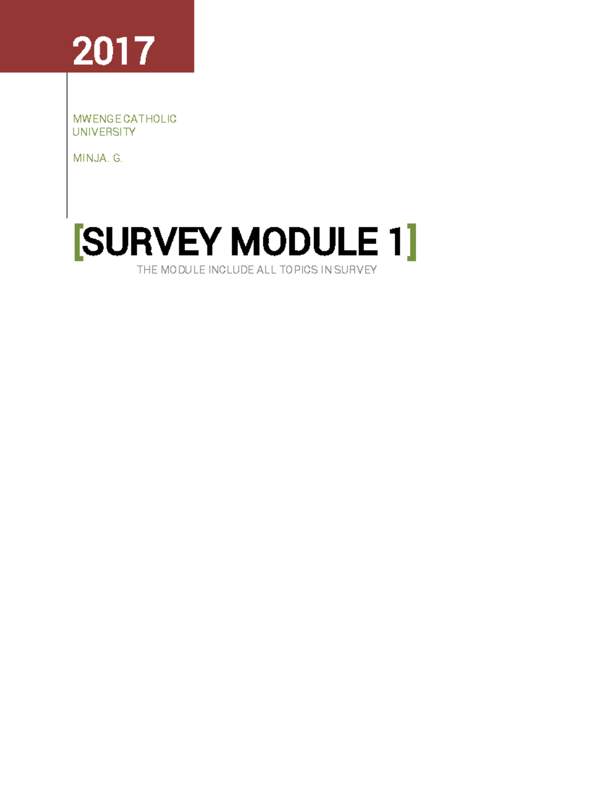 Survey(1)-1 - Building technology pdf - 2017 MWENGE CATHOLIC UNIVERSITY ...