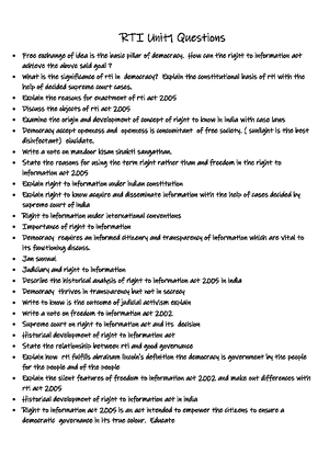 RTI Question Paper - OPT-II: Right to Information - KSLU - Studocu