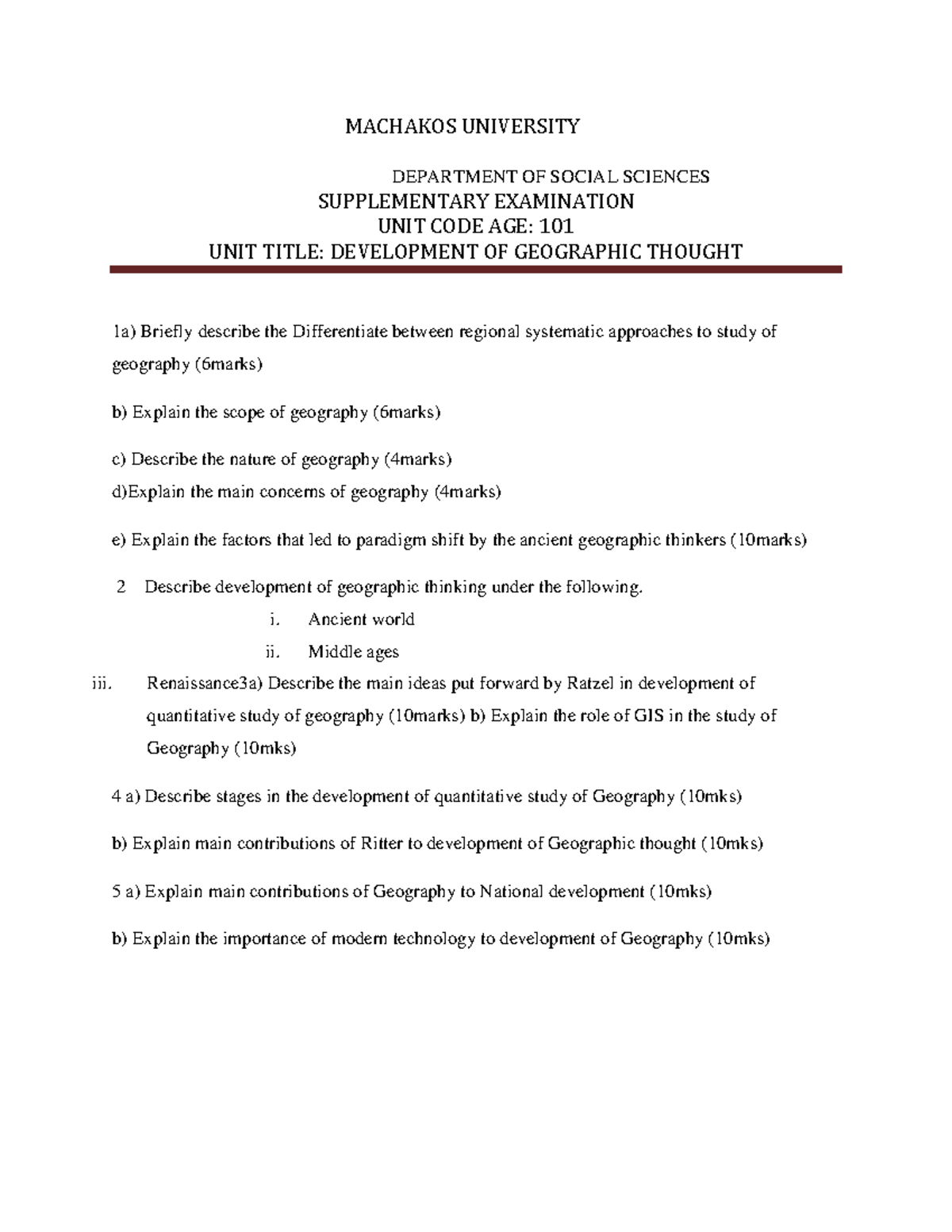 AGE101 geo thought notes 2023 questions - MACHAKOS UNIVERSITY ...