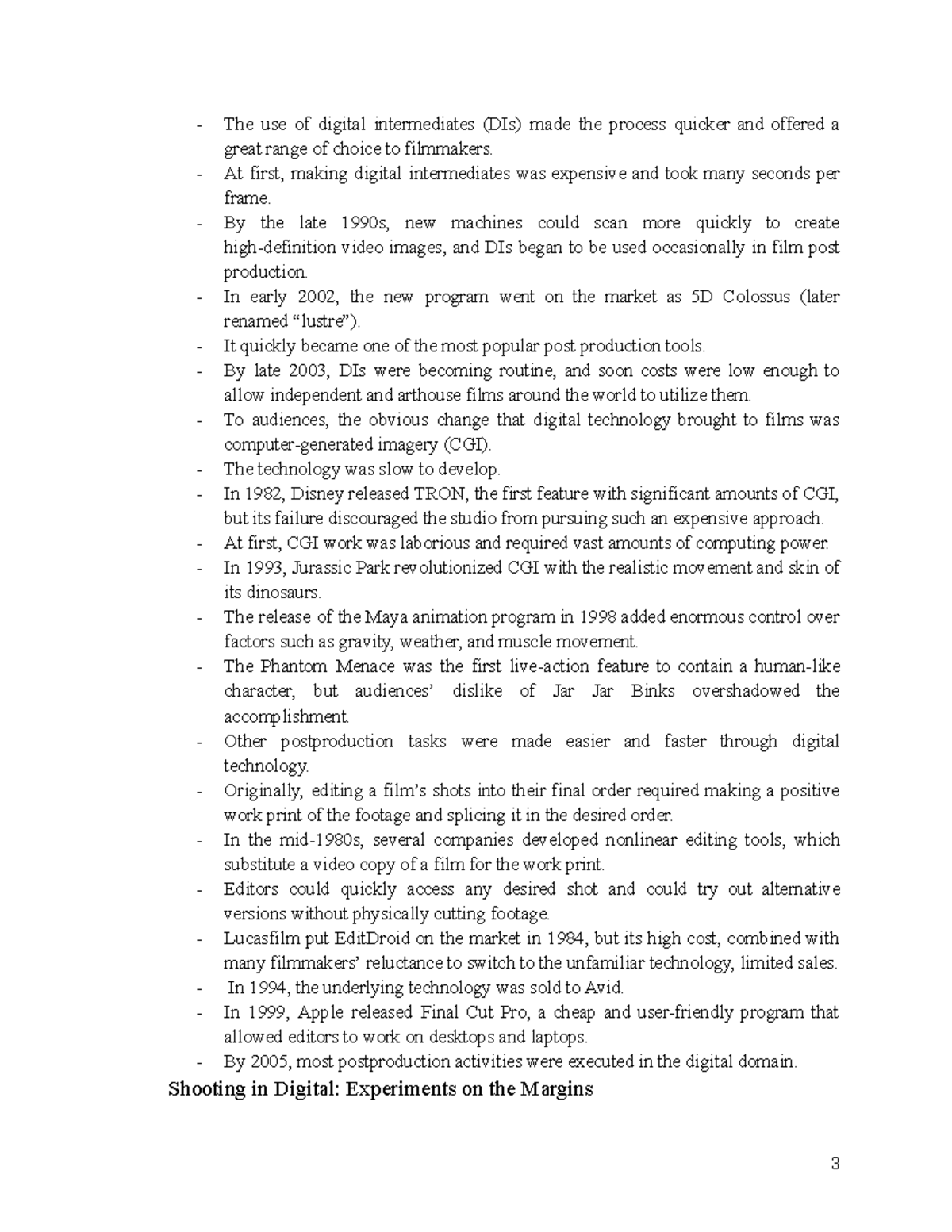 Chapter Thirty Outline pg.3 - The use of digital intermediates (DIs ...