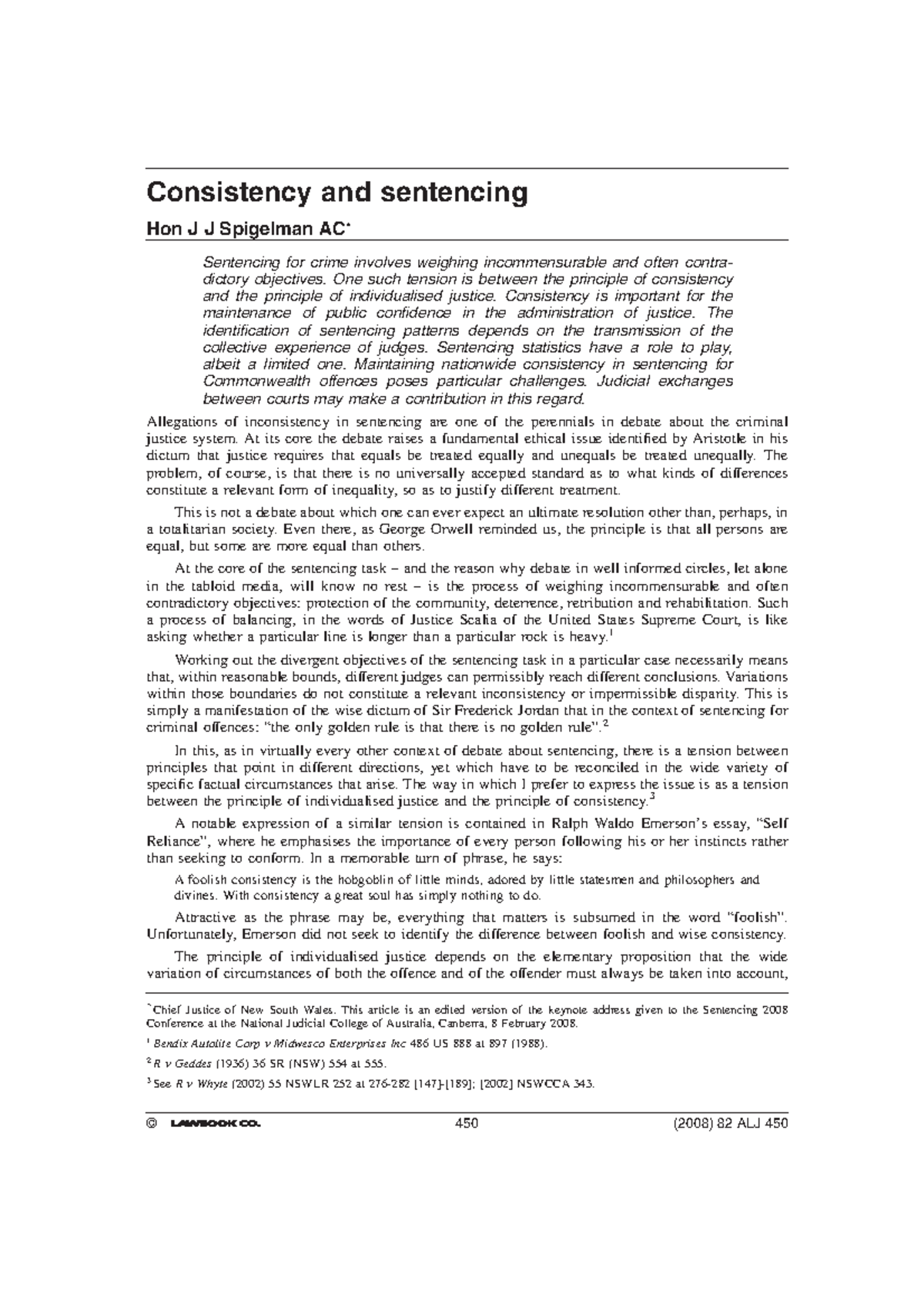 Consistency & Sentencing - Spigelman - Consistency and sentencing Hon J ...