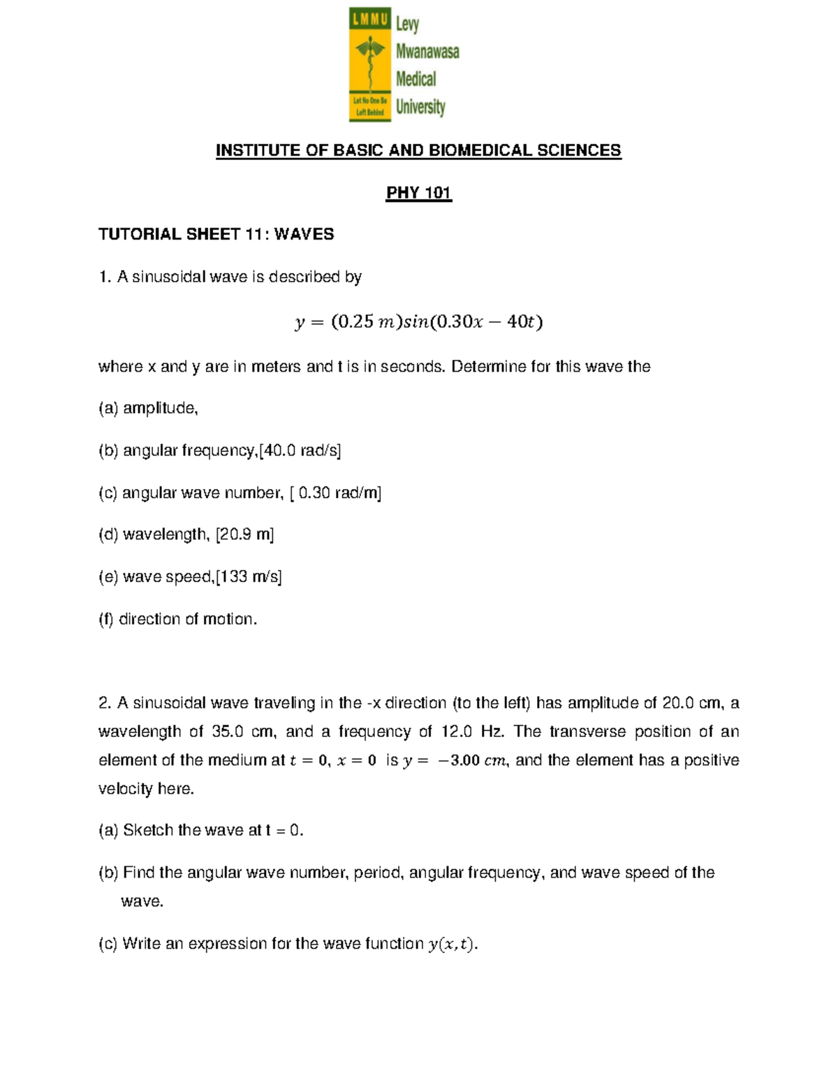 Tutorial Sheet 11 Waves Warning Tt Undefined Function 32 Warning Tt Undefined Function