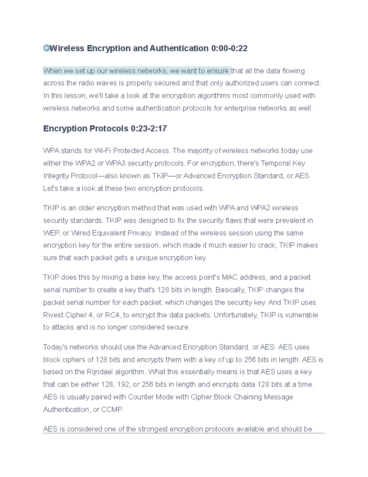 11.5.6 Wireless Encryption and Authentication - In this lesson, we'll ...