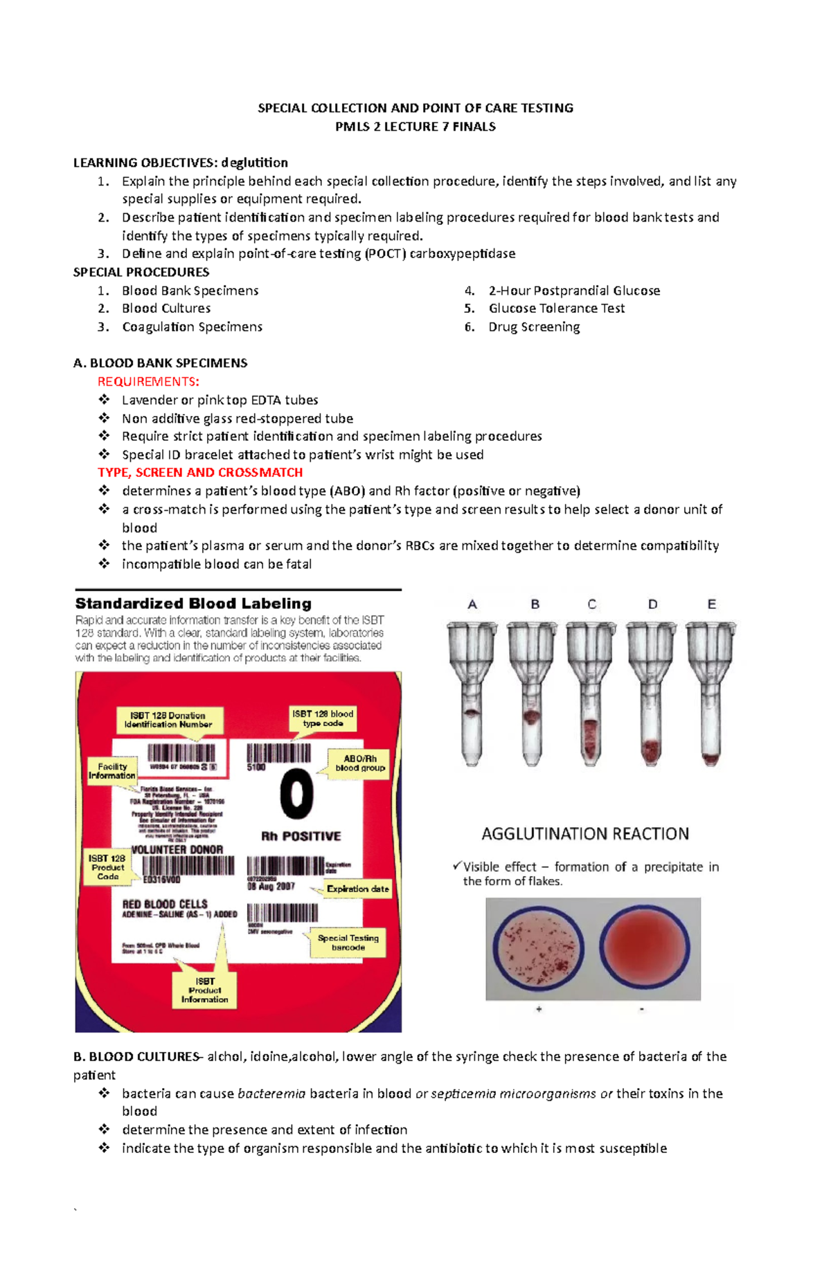 8 Special Collection AND Point OF CARE Testing - SPECIAL COLLECTION AND ...