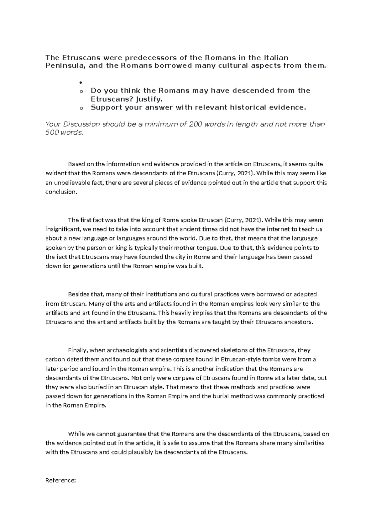 Greek and roman civilization discussion 4 - The Etruscans were ...