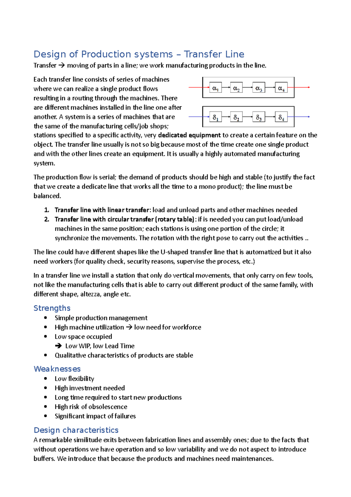 Transfer lines - Design of Production systems – Transfer Line Transfer ...