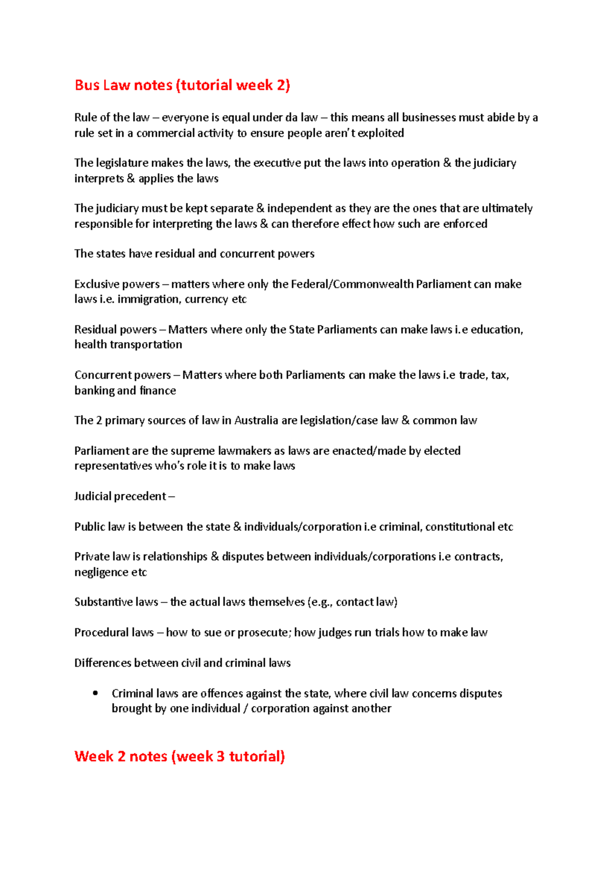 Bus Law tutorials - bus law notes - Bus Law notes (tutorial week 2 ...