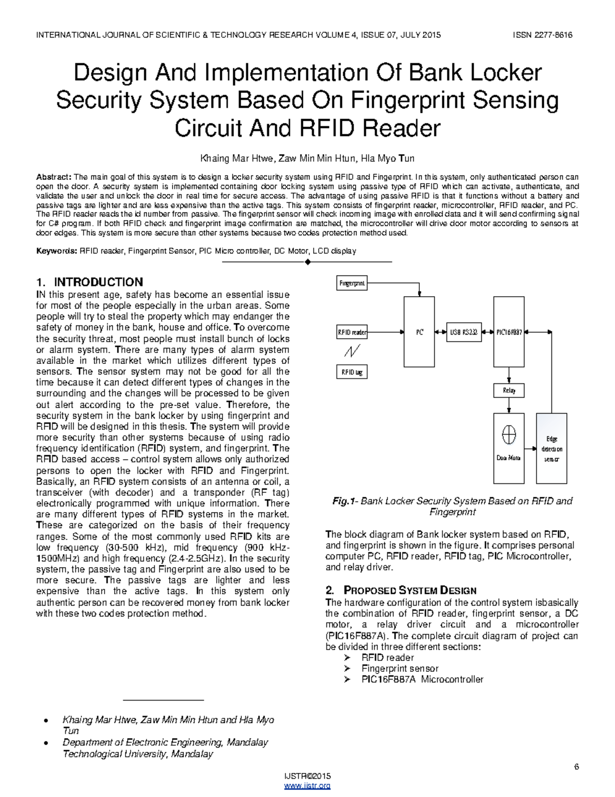 Design And Implementation Of Bank Locker Security System Based On ...