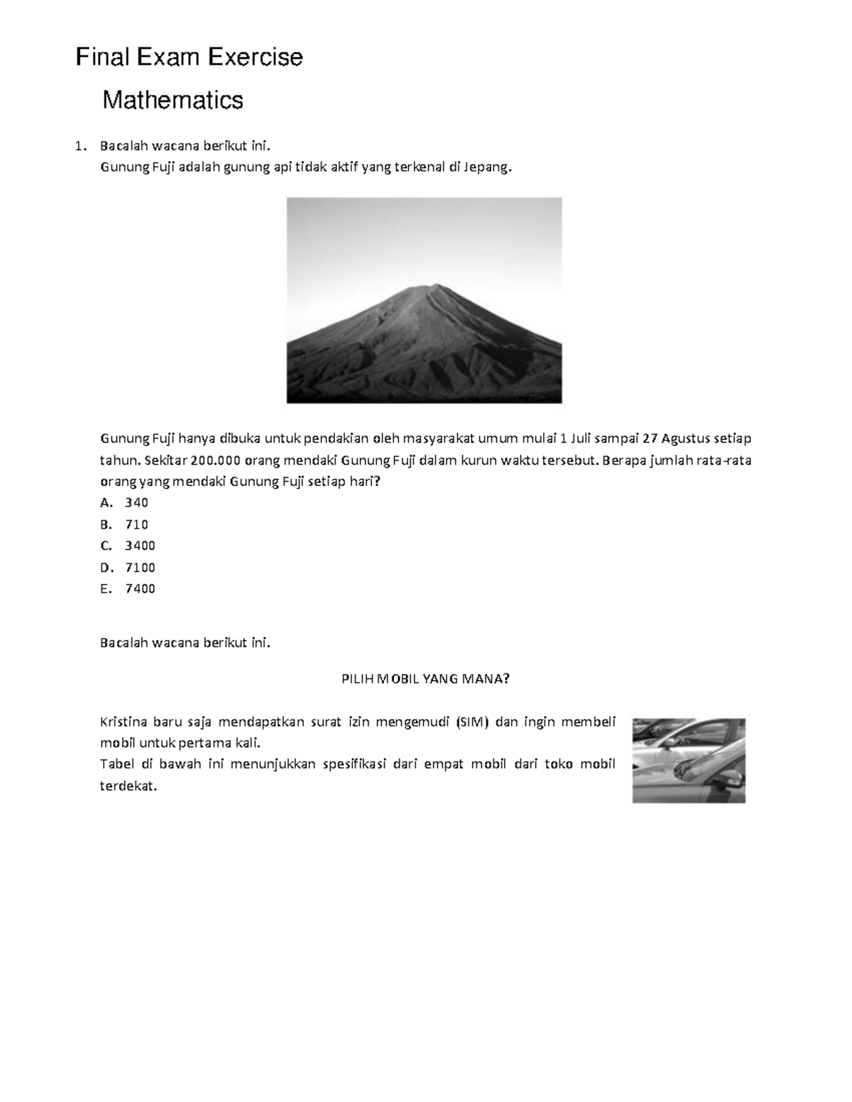 Exercise for Vocational Highschool Math Exam - LATIHAN SOAL PAS ...