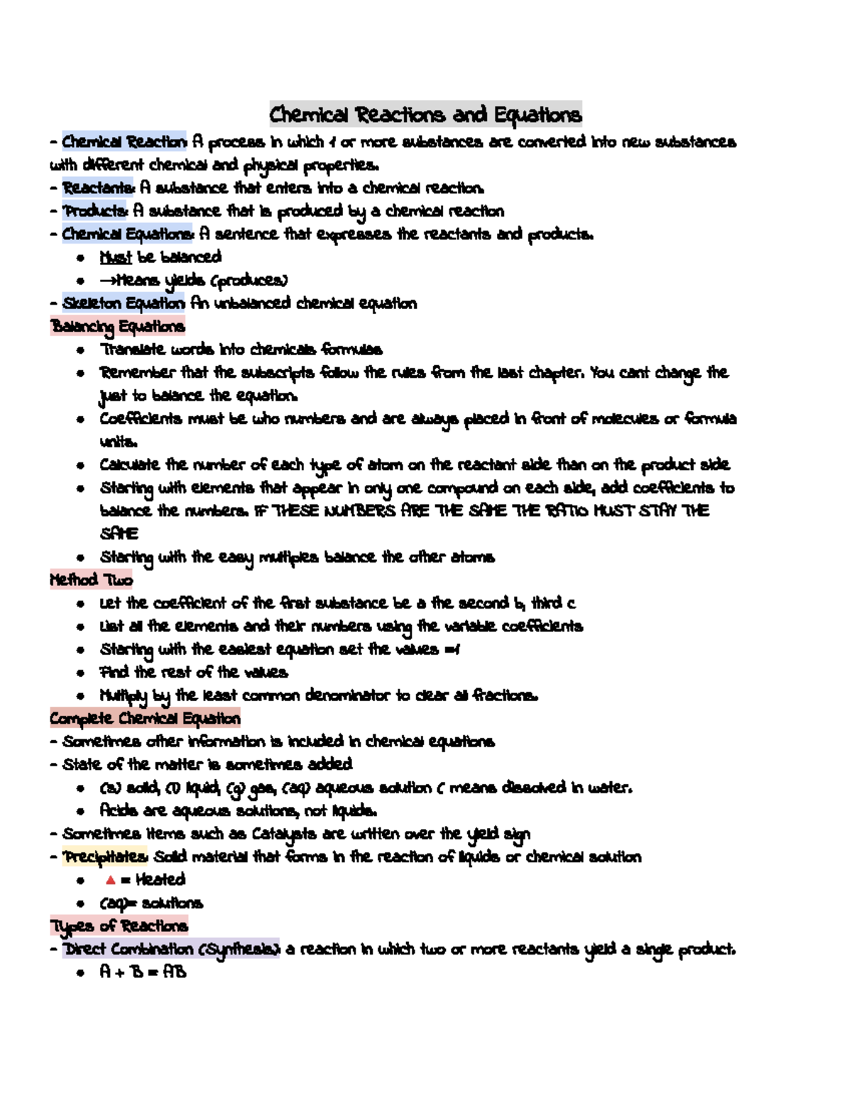 Unit 4 Chemical Reactions and Equations - Chemical Reactions and ...