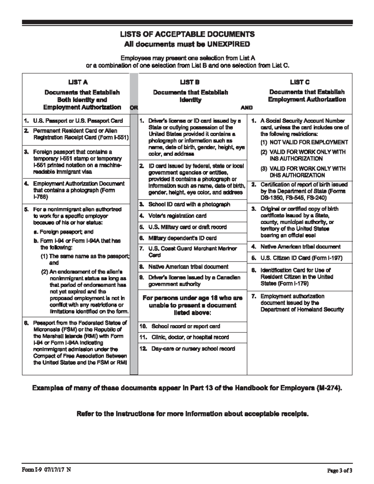 List+of+Acceptable+I-9+Documentation - LISTS OF ACCEPTABLE DOCUMENTS ...