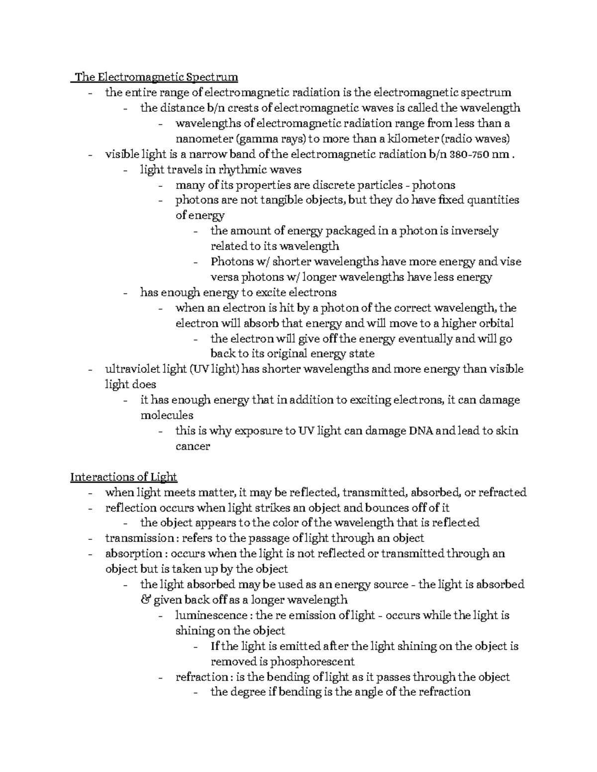 Biol 1230 ch 2 notes - The Electromagnetic Spectrum - the entire range ...