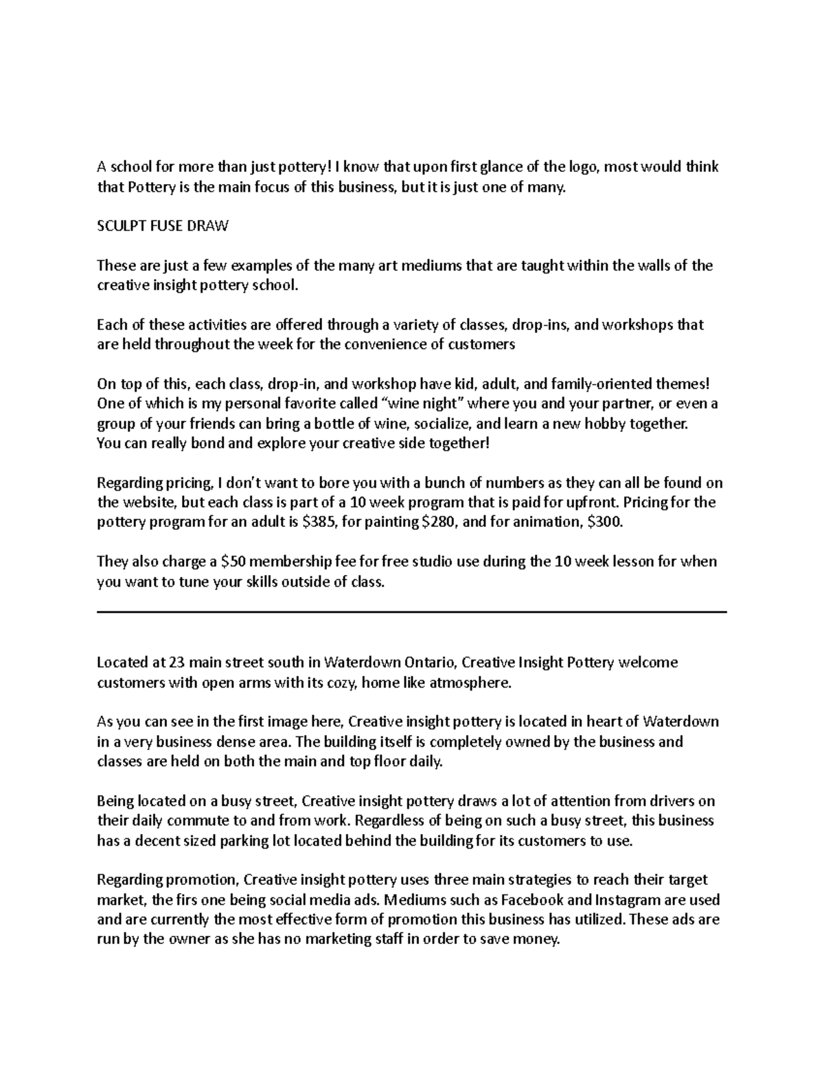 FInal Presentation Script - A school for more than just pottery! I know ...