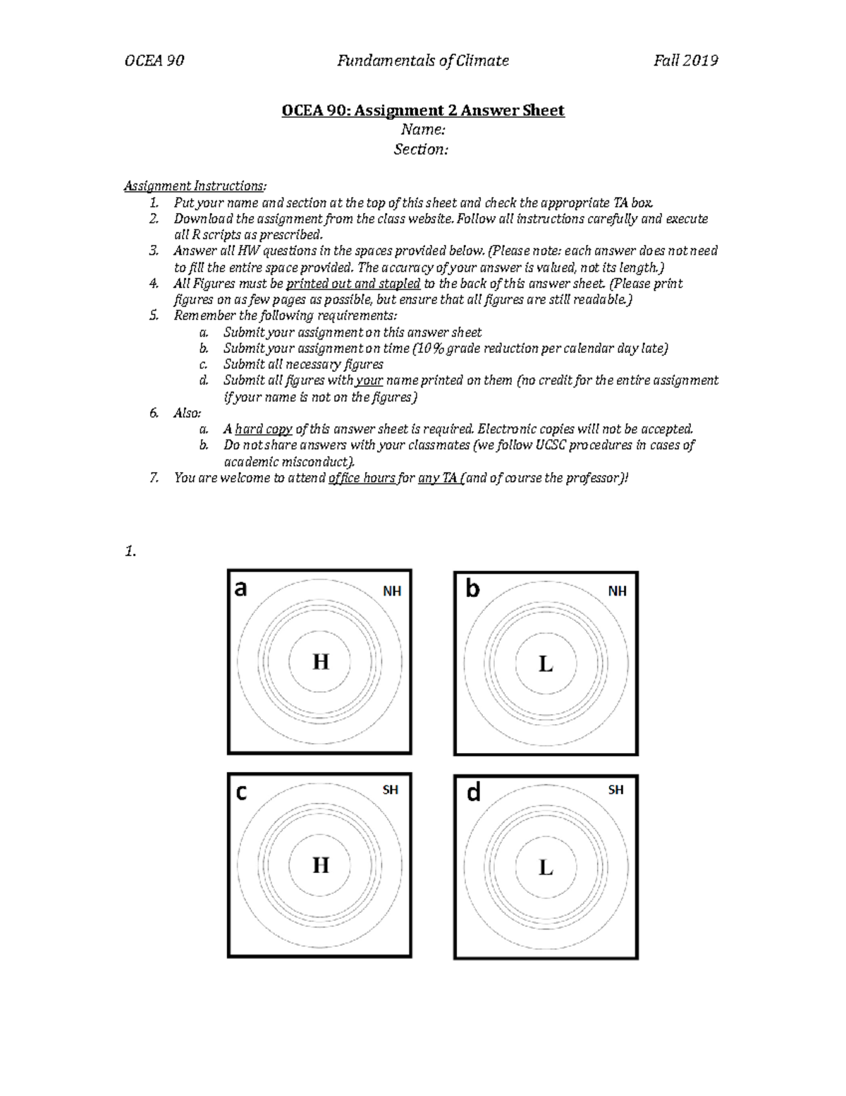Answer Sheet for Assignment 2 - OCEA 90: Assignment 2 Answer Sheet Name ...