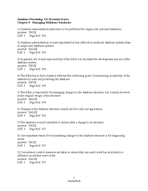 01 - Question bank - Database Processing, 13e (Kroenke/Auer) Chapter 1: Introduction 1) The ...