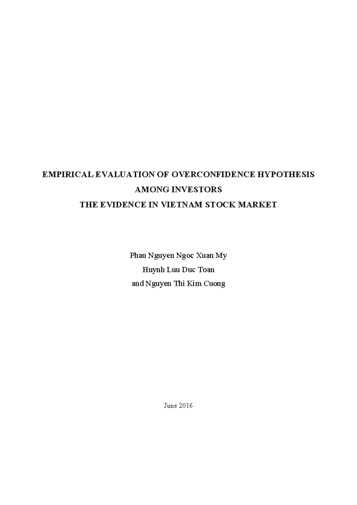 5. Overconfidence in Vietnam Stock Market - EMPIRICAL EVALUATION OF ...