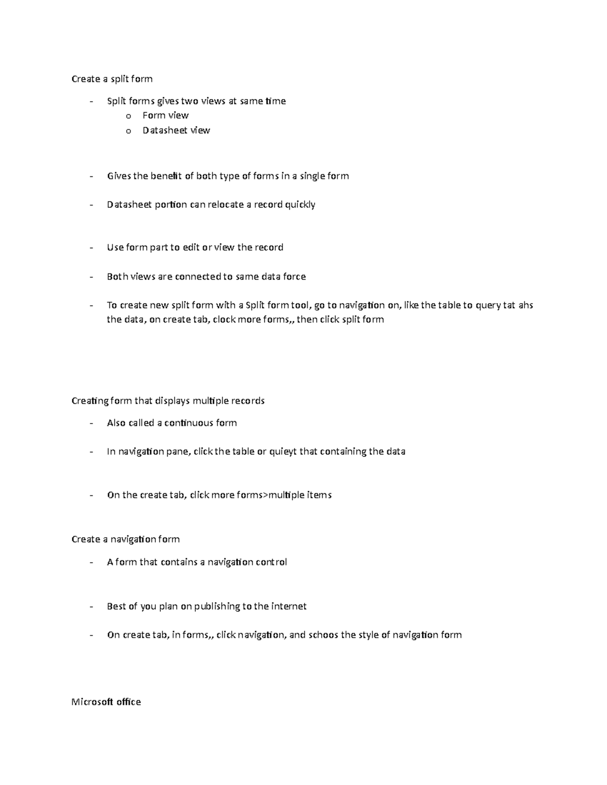 Acces and Microsoft - Create a split form Split forms gives two views ...