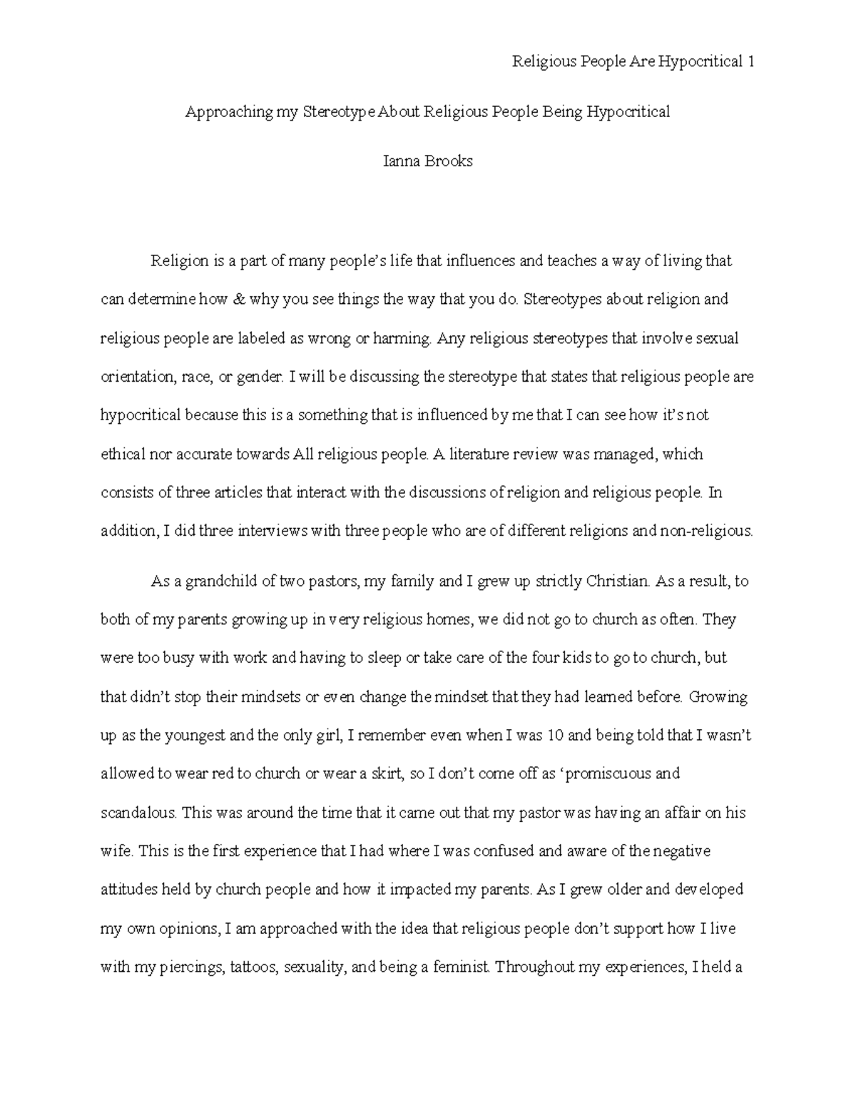 Approaching my Stereotype About Religious People Being Hypocritical ...