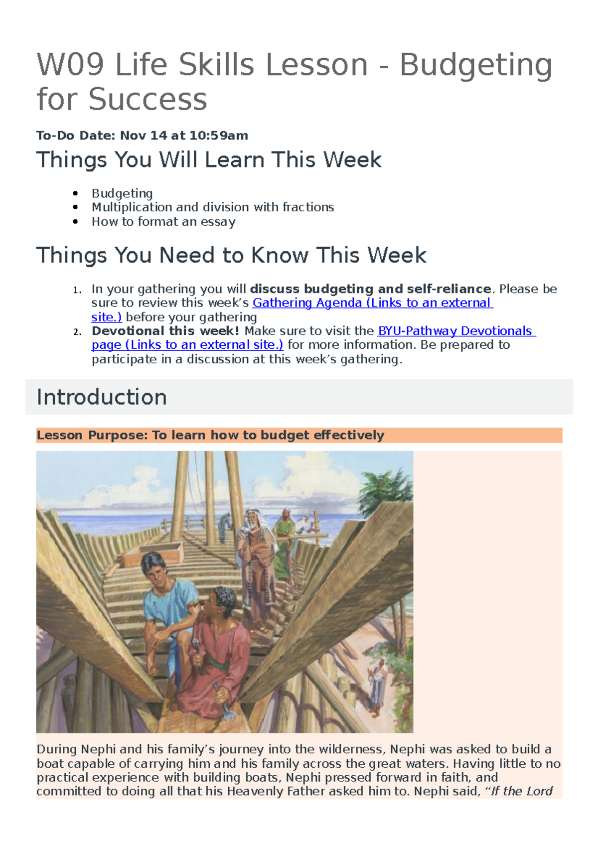 W09 Life Skills Lesson - Budgeting for Success - W09 Life Skills Lesson ...