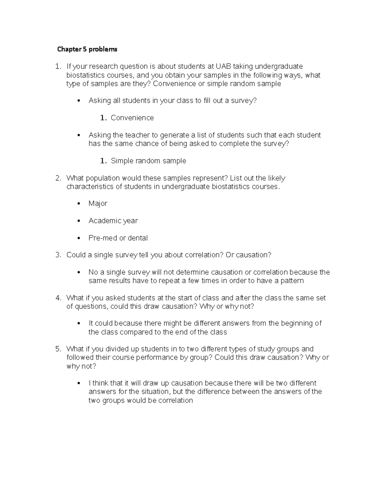 Chapter 5 problems - Chapter 5 problems If your research question is ...