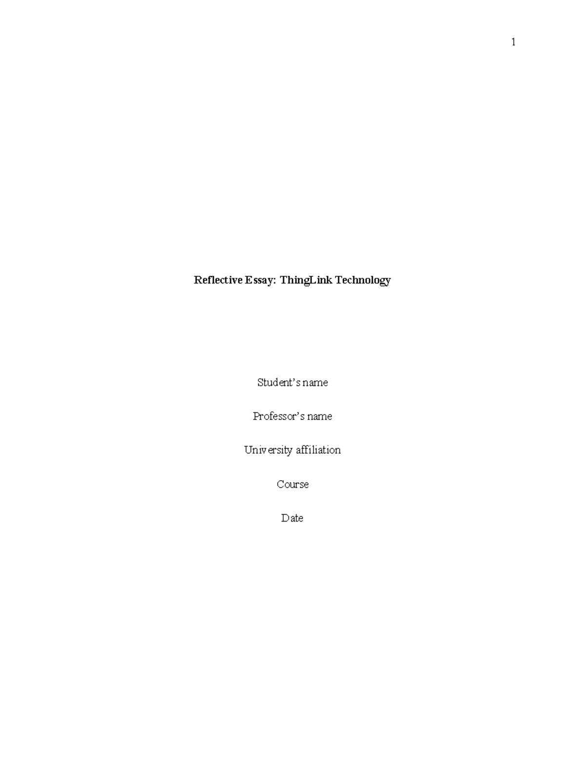 Reflective Essay Thing Link Technology - Reflective Essay: ThingLink ...