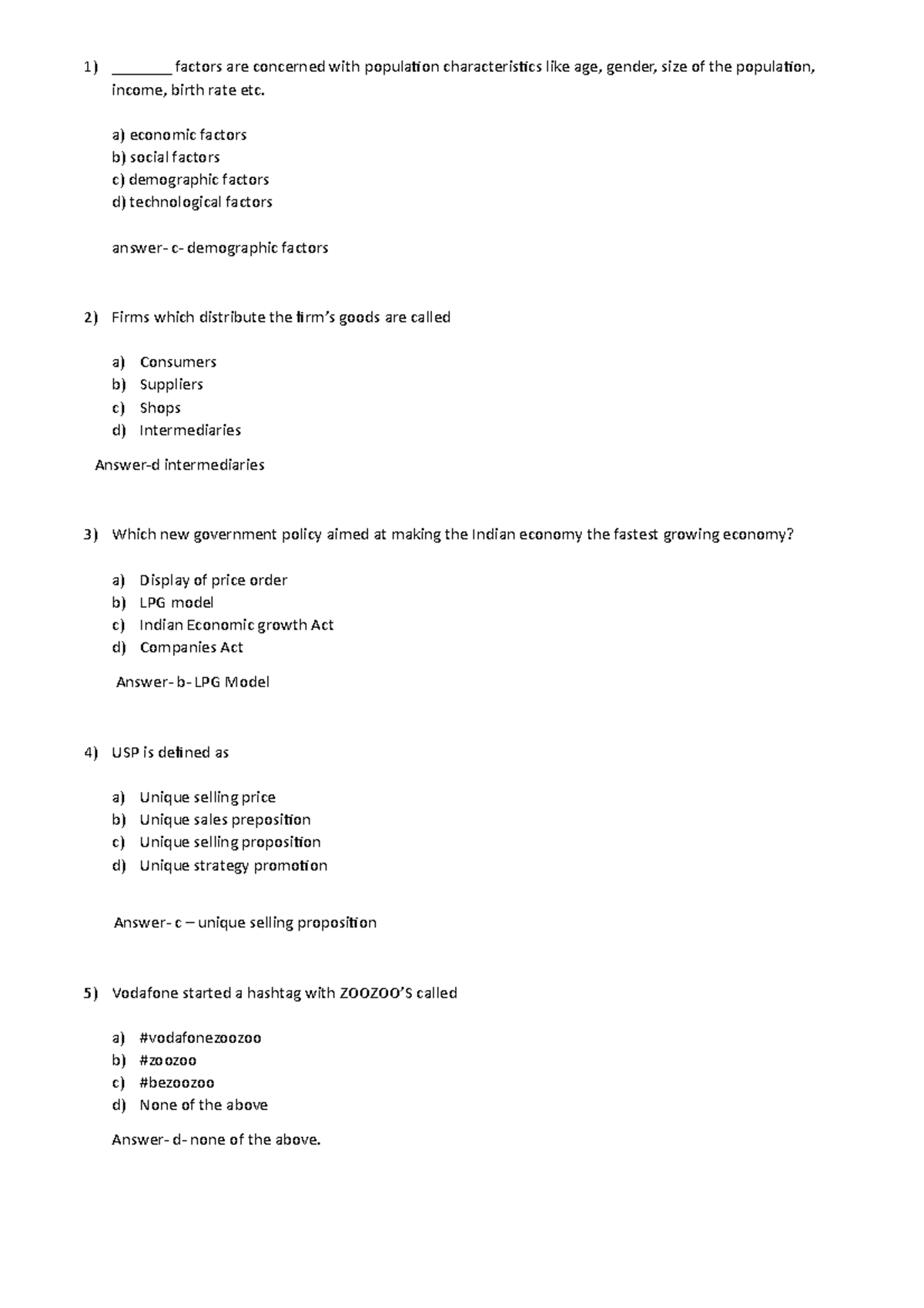 Poll Questions for economic survey - _______ factors are concerned with ...