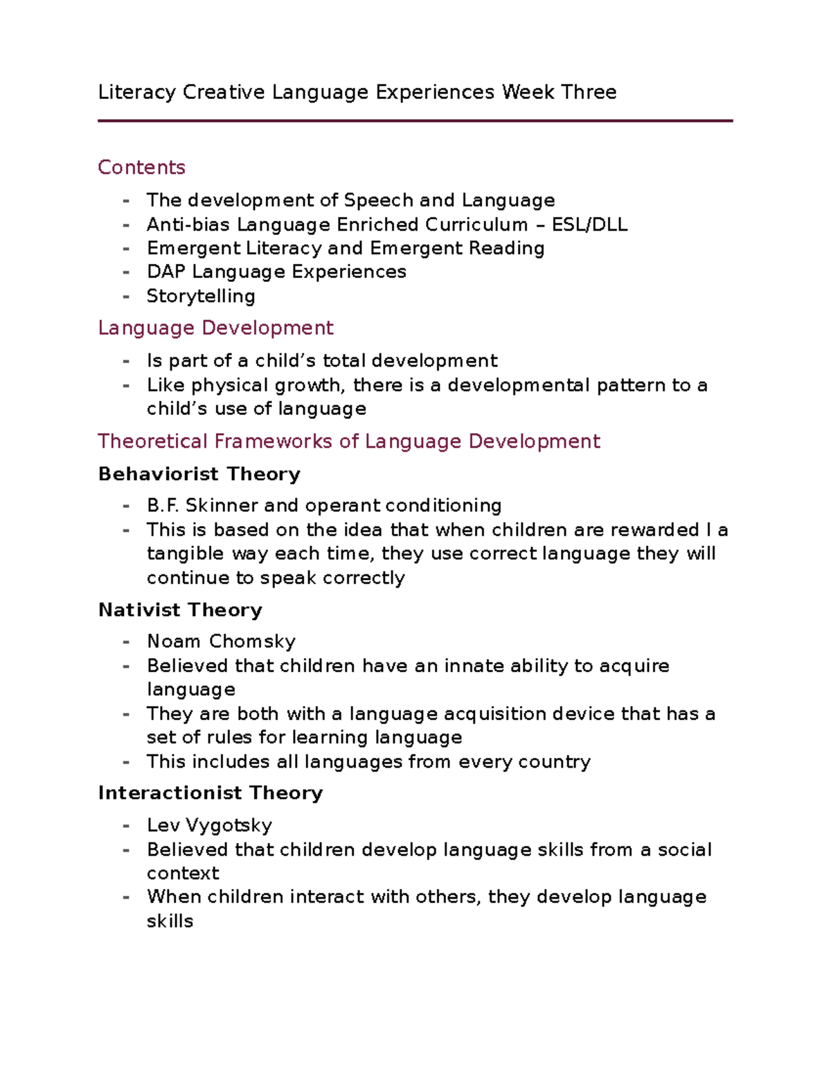 Literacy Creative Language Experiences Week Three - Literacy Creative ...