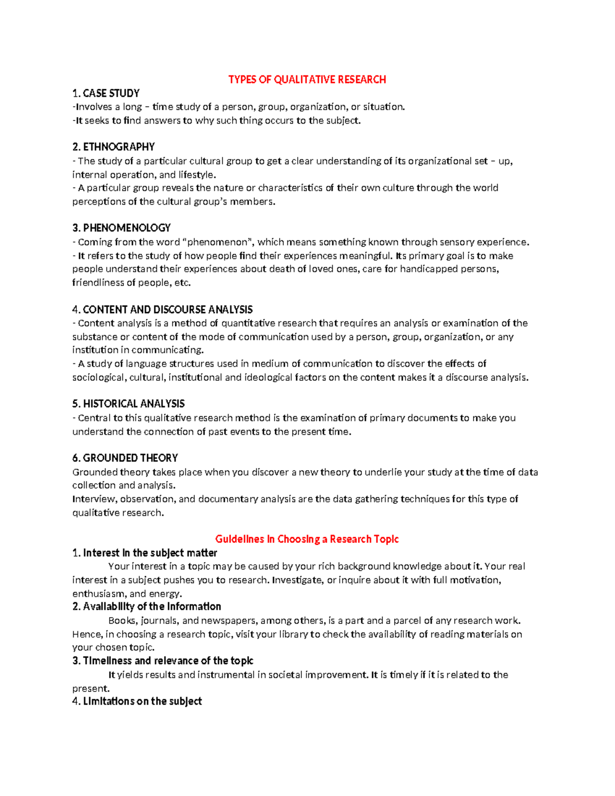 Reviewer-PR1 - TYPES OF QUALITATIVE RESEARCH 1. CASE STUDY -Involves a ...