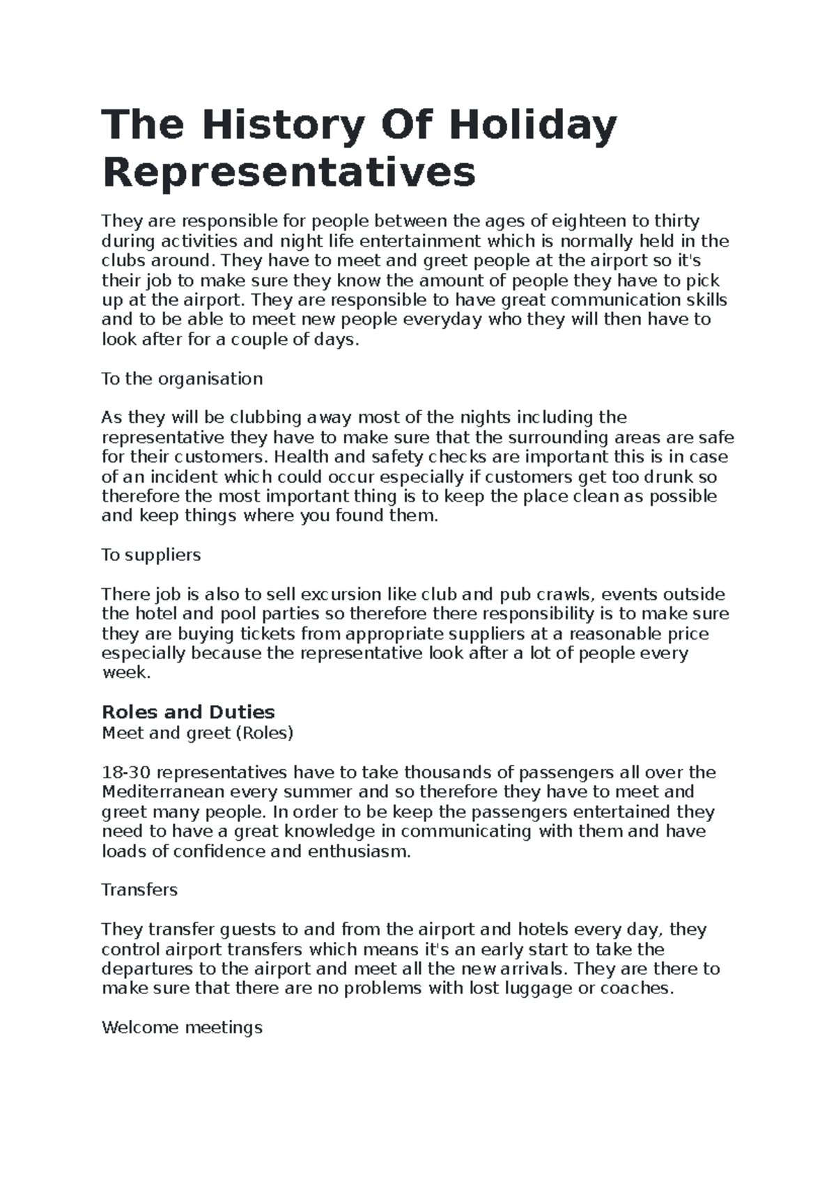 The History Of Holiday Representatives - The History Of Holiday ...