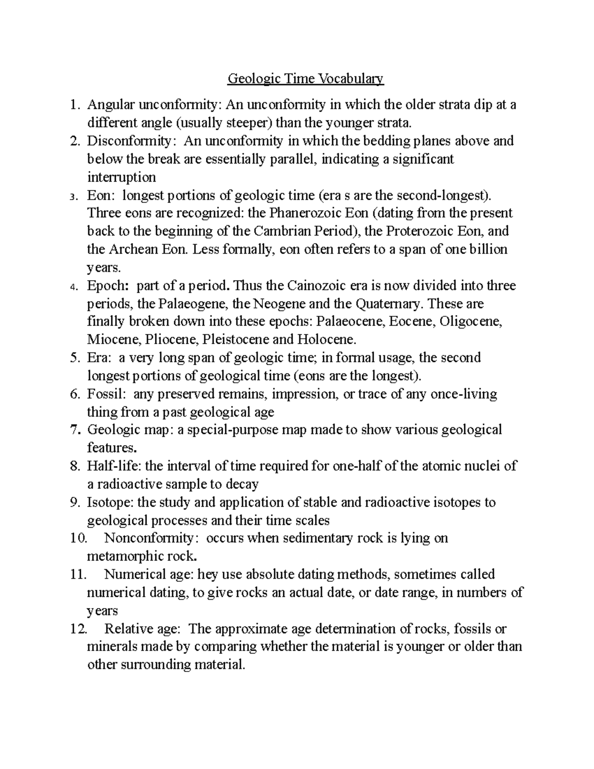 Geologic time Vocabulary - Geologic Time Vocabulary Angular ...