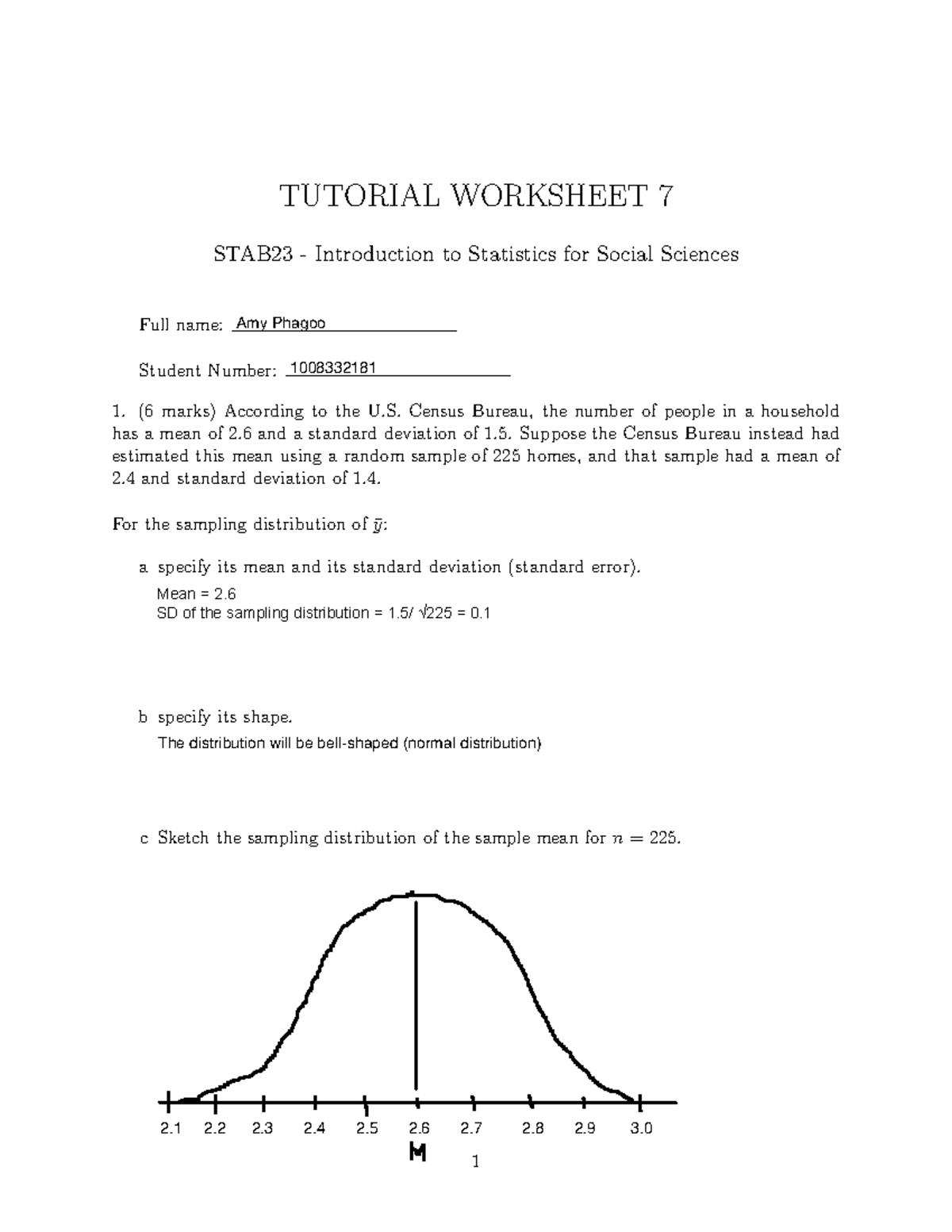 Tutorial 7 worksheet with answers - STAB22 - U of T - Studocu