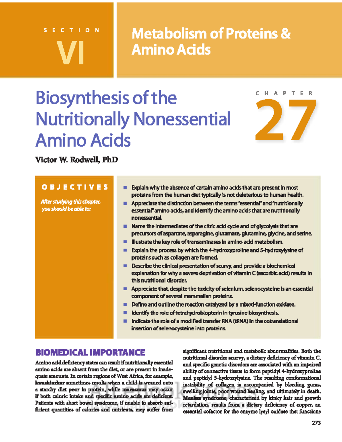 Amino Acids 1-2 - SECTION Metabolism of Proteins VI Amino Acids ...