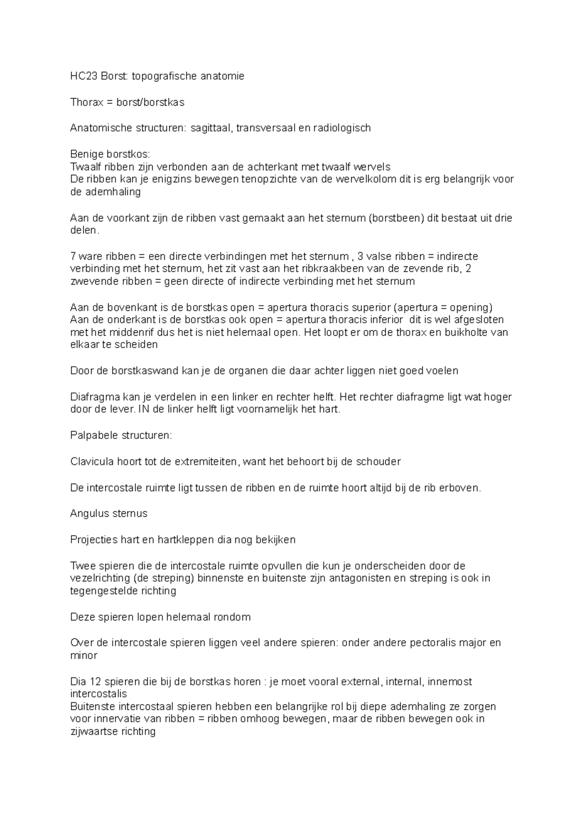 HC23 Borst topografische anatomie - HC23 Borst: topografische anatomie ...