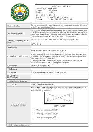 Parallelogram - Learning Strand 1 - STEPS IN PROVING TWO TRIANGLES ARE ...