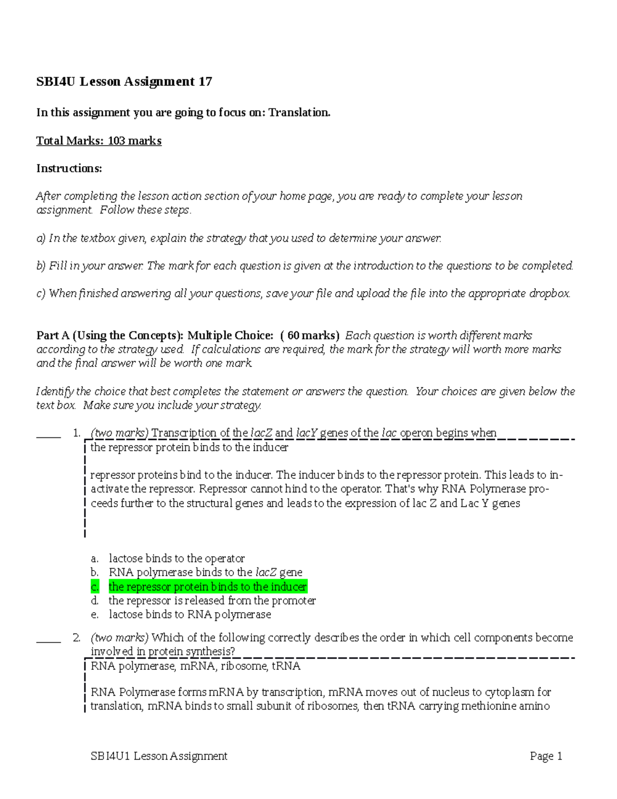SBI4U Lesson Assignment 17 docx copy - SBI4U Lesson Assignment 17 In ...