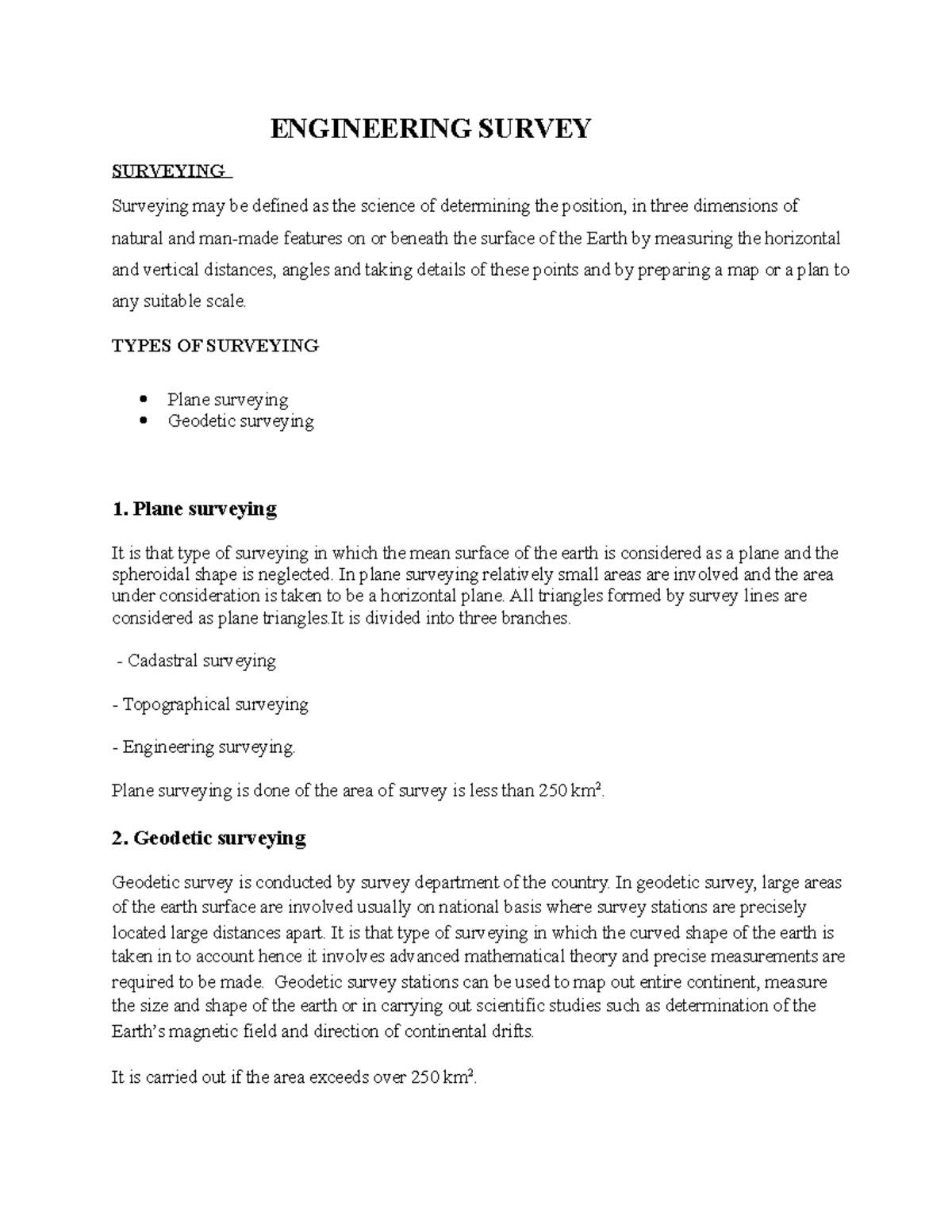 Engineering Survey 1A - ENGINEERING SURVEY SURVEYING Surveying may be ...