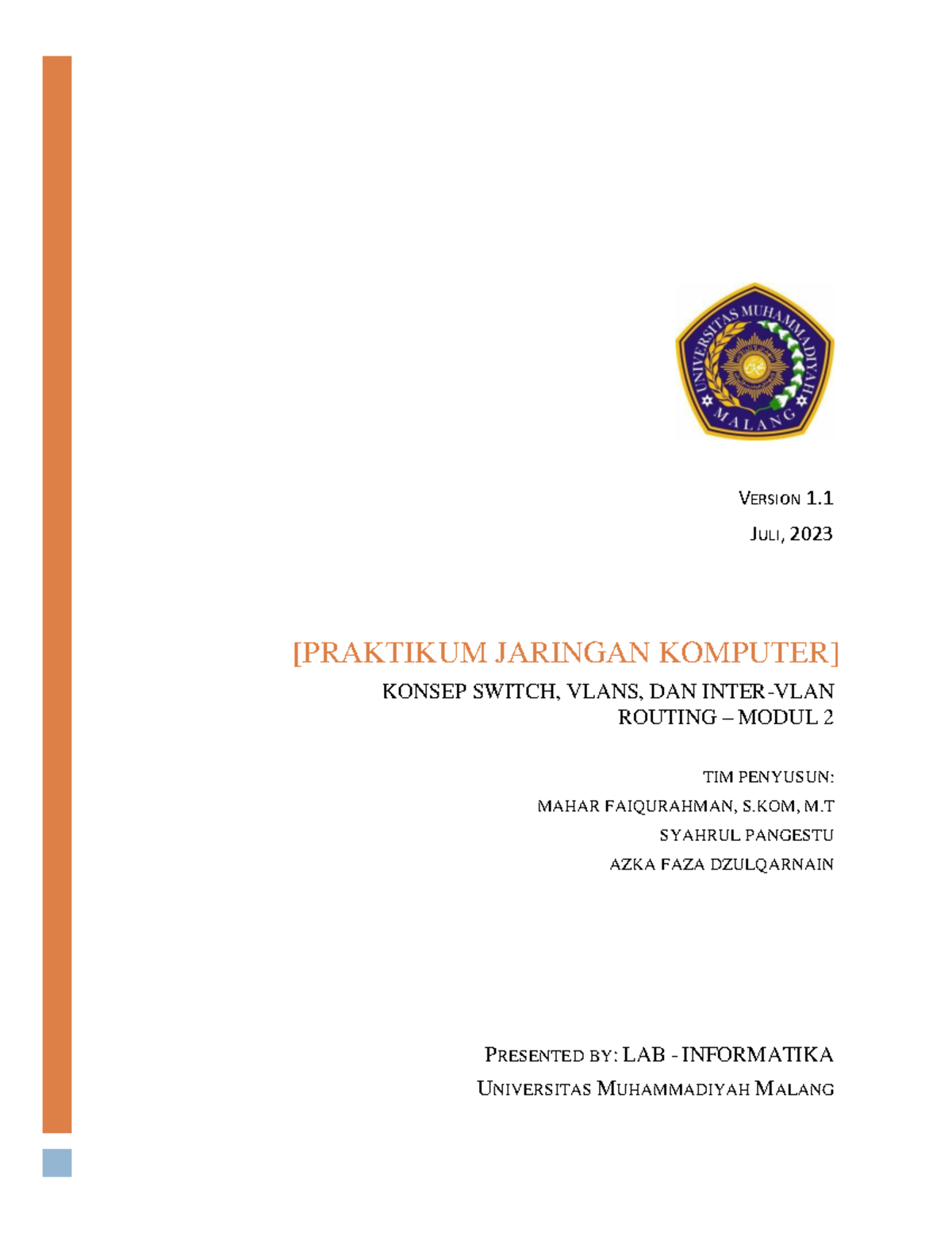 Modul 2 - Jarkom - Review 1 20230727 - VERSION 1. JULI, 2023 PRESENTED BY: LAB - INFORMATIKA ...